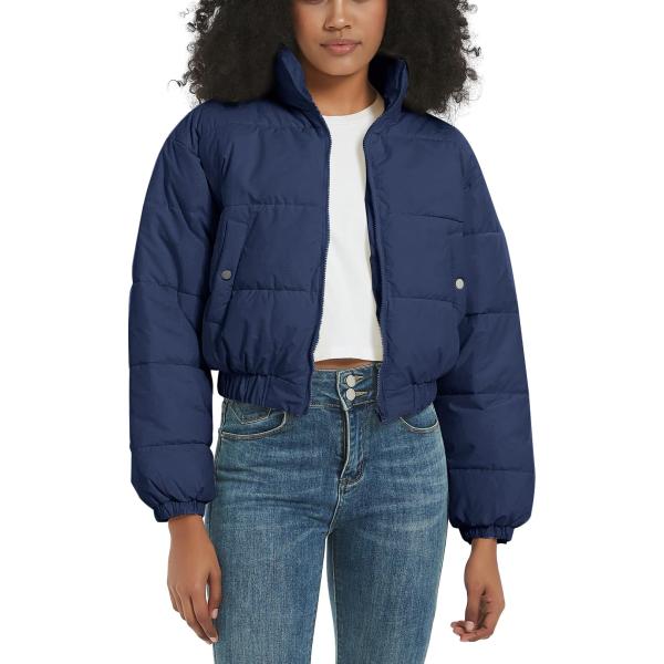 商品名:  Eisctnd Winter Coats for Women Lightweight Jackets Winter Zip Short Women Crop Puffer Jacket Warm Spliced Jackets ...