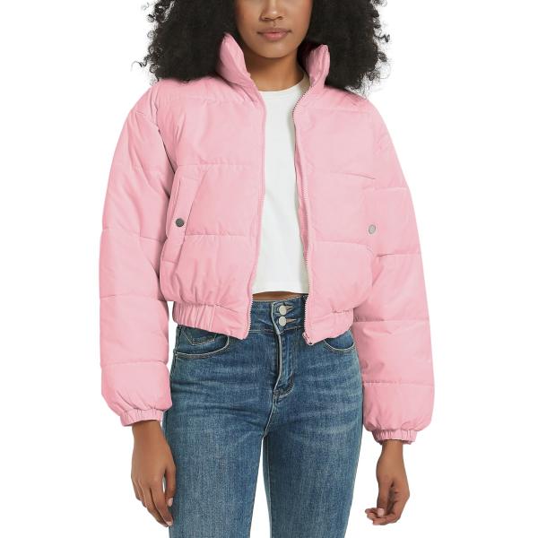 商品名:  Eisctnd Short Puffer Jacket Winter Coat Puffer Coat Long Sleeve Zip Short Women Crop Puffer Jacket Warm Spliced Ja...