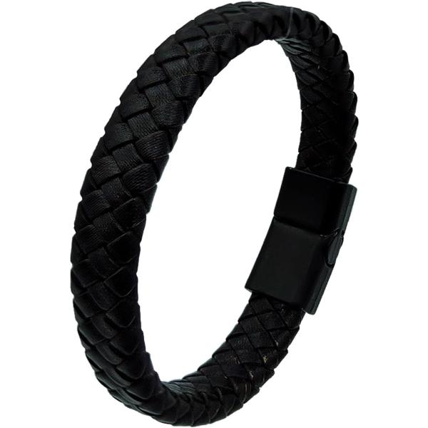 商品名長いティアンティアン 編み込みレザーブレスレット クラスプ付き 単層カフリストバンド ブレスレット バングル リストバンド ステンレススチール オーナメント バングル ブレスレット ファッション メンズ レディース, 合金。Long ...