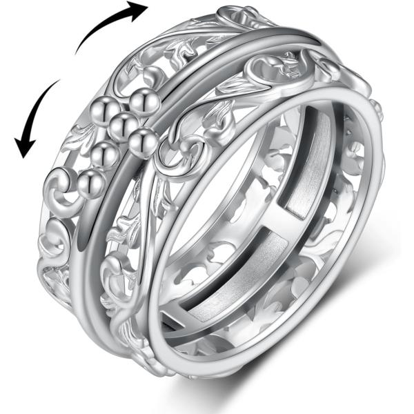 商品名Peireara 不安リング レディース 925スターリングシルバー スピナーリング ストレス解消リング ジュエリーギフト レディース ガールズ, anxiety ring 7, 金属, 宝石なしPeireara Anxiety Fi...