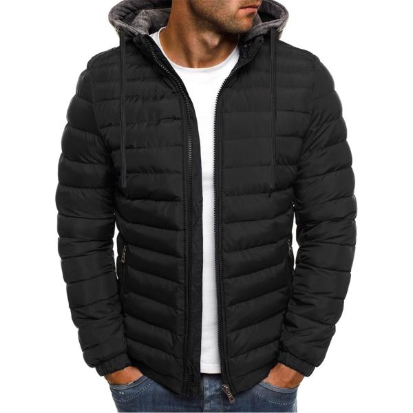 商品名:  AITEQY Packable Padding Jacket for Men Zip Up Drawstring Hooded Winter Coat Thicken Puffer Jacket Lightweight Outw...