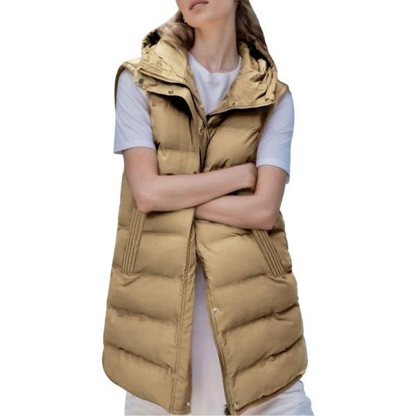 商品名:  Gihuo Women's Long Puffer Vest Winter Quilted Hooded Sleeveless Zip Up Long Jacket Vest Gilet(Khaki-L)ブランド: Gihuo商...