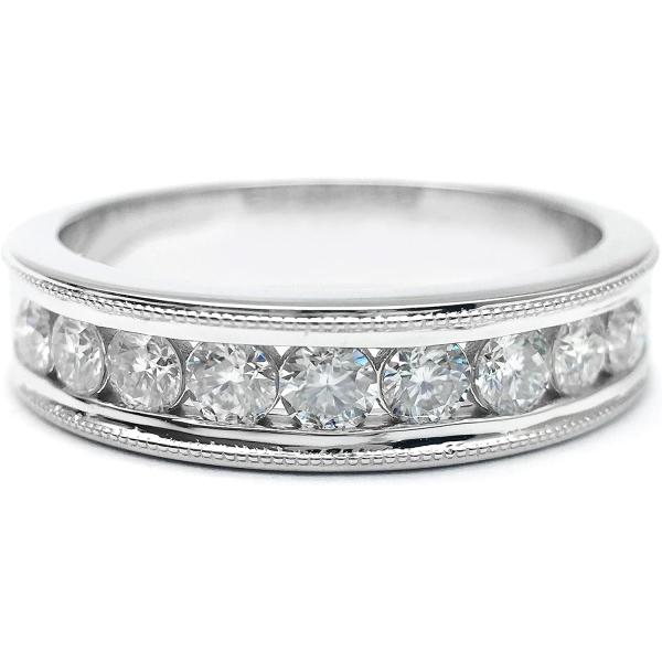 商品名Luyona モアッサナイト エタニティ 結婚指輪 メンズ 1-2cttw D カラー ラウンドカット 人工モアッサナイト ダイヤモンド チャネルセット 18Kゴールドメッキ シルバー アニバーサリー 結婚指輪, 925, キュービッ...