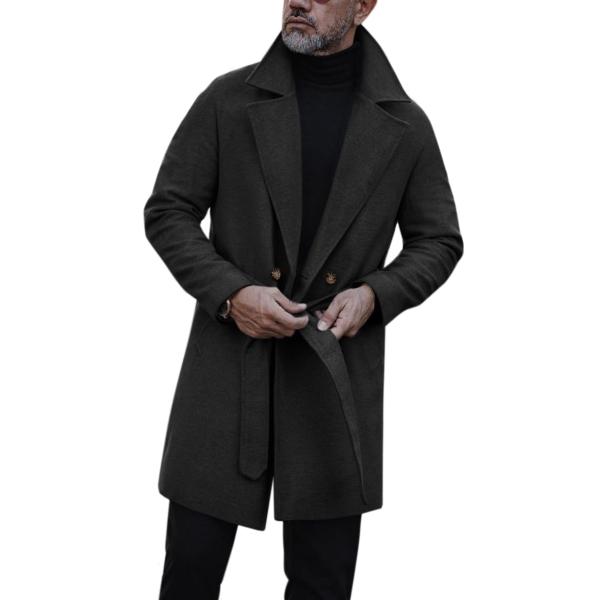 商品名:  Karlywindow Mens Notched Collar Trench Coat Casual Regular Fit Double Breasted Pea Wrap Coat Long Jacket Outwearブラ...