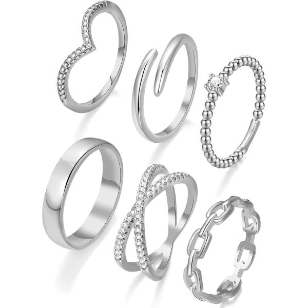 商品名10 PCS Dainty 14K Gold Rings for Women Teen Girls, Open Twist Simulated Diamond Criss Cross Designs, Perfect for Stac...