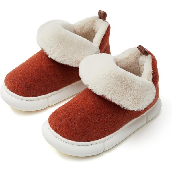商品名utune Women Slippers Boots Fuzzy Booties Fireside Shearling Indoor/Outdoor Foldover Boot Slipper House Slippers Winte...