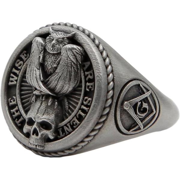 商品名Masonic Rings for Men | The Wise Are Silent Masonic Ring | Masonry Signet Ring | 925 Sterling Silver | Freemason Ring...