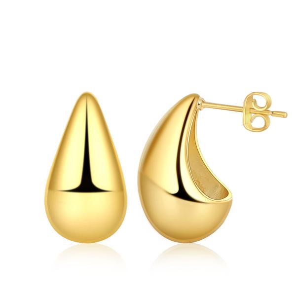 商品名: ASCOMY フープピアス レディース チャンキーティアドロップピアス ボッテガイヤリング デュペ 14Kゴールド/シルバー/ローズゴールドメッキ 軽量 低刺激性 ウォータードロップイヤリング ミニマリスト ジュエリーギフト レデ...