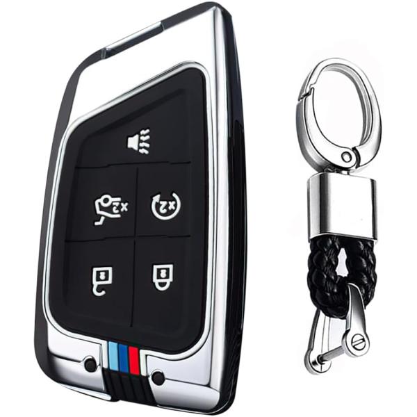 商品名TECART Key Fob Cover Fit For Cadillac CT5 CT6 XT4 XT5 XTS ATS Key Case Key Shell Accessories Protector 5 Button Silve...