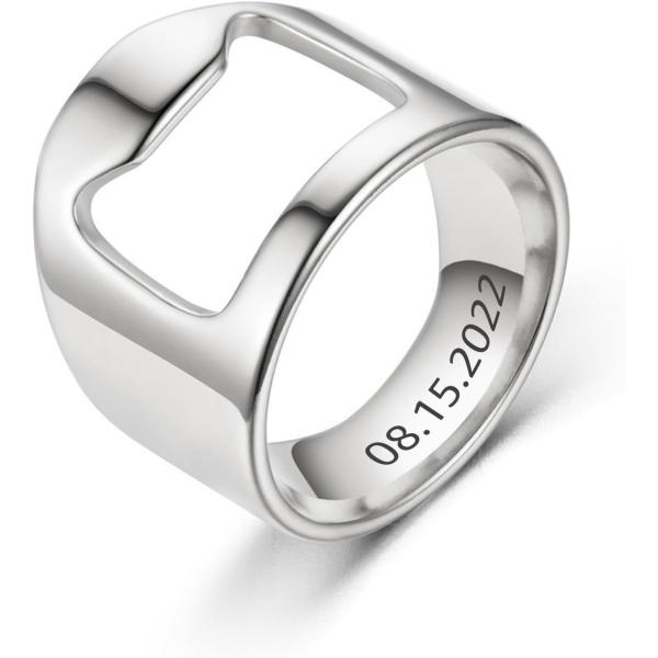 商品名SEKECHIKU Personalized Bottle Opener Ring for Men Stainless Steel Biker Rings Beer Opener Ring Free Engraving Customi...