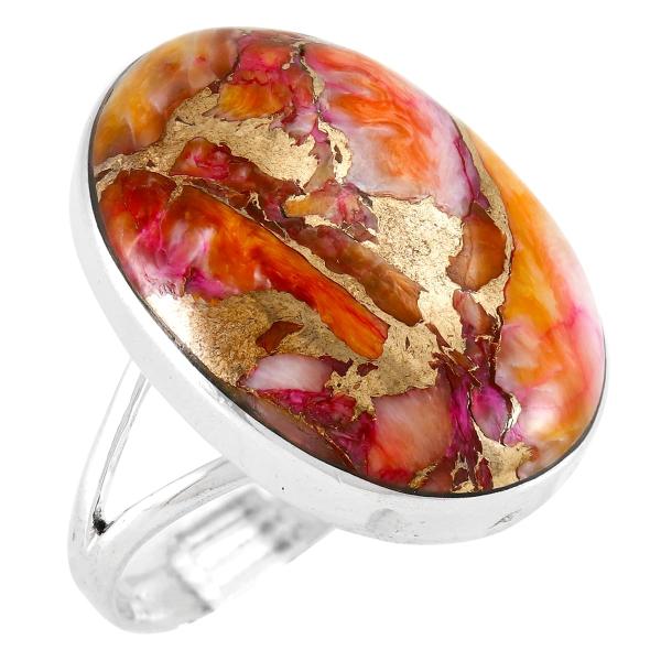 商品名: ターコイズリング スターリングシルバー (カラー選択), 金属 ジェムストーン, 合成ターコイズ Turquoise Network Spiny Oyster Ring in Sterling Silver 925 Genuine...