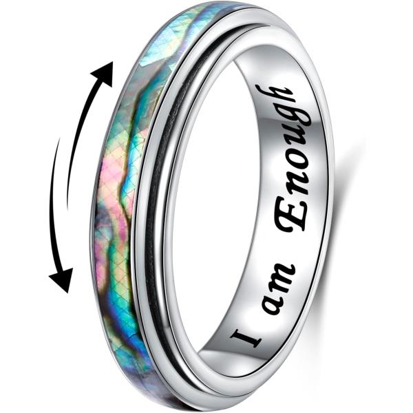 商品名Lonyinlg 不安解消スピナー フィジェットリング 925スターリングシルバー 回転リング ADHD ストレス解消リング レディース メンズ, 7, シェル, 宝石なしLonyinlg Abalone Shell Inlay Sp...