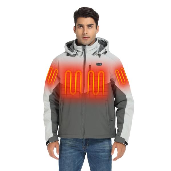 商品名:  ORORO Men's Dual Control Heated Jacket with 5 Heat Zones, Up to 20 Hours of Warmth (Light Grey &amp; Charcoal Ash,...