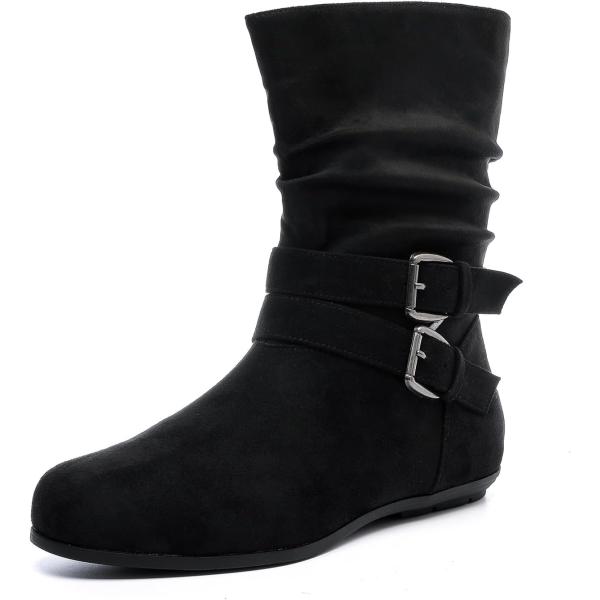 商品名Luoika Women's Wide Width Ankle Boots - Flat Low Heel Side Zipper Slouchy Winter Booties. 230711 Black 8wブランド：Luoika商...