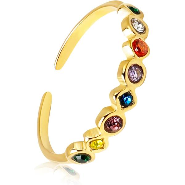 商品名FARSIGHTED STAR 14K ステンレススチール 金メッキ オープンリング, プラスチック, 宝石なしFARSIGHTED STAR 14K Gold Plated Stainless Steel Adjustable Ri...