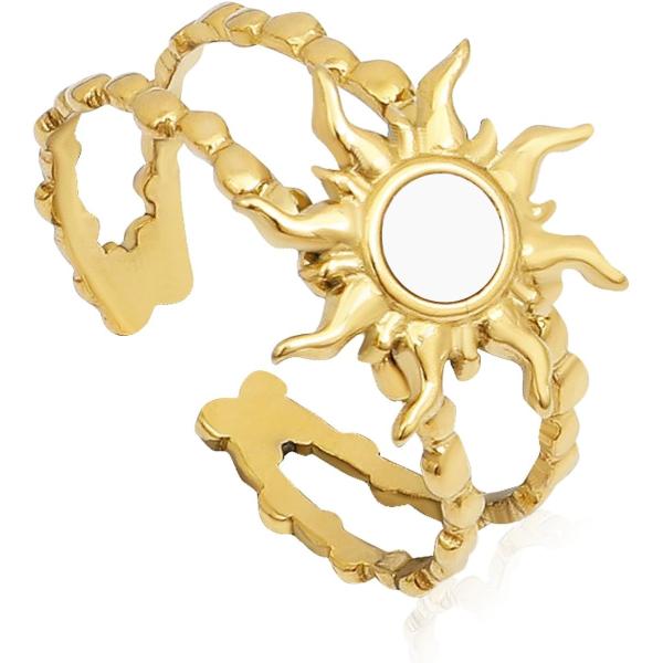 商品名FARSIGHTED STAR 14K ステンレススチール 金メッキ オープンリング, プラスチック, ホワイトサファイアFARSIGHTED STAR 14k Gold Plated Stainless Steel Adjustab...