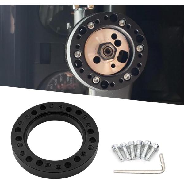 商品名Jawmoy 1個 車のステアリングホイールアダプタースペーサー アルミニウムステアリングホイールハブキット ステアリングホイールハブアダプター変換スペーサー カーステアリングホイールハブスペーサーパッド ほとんどの車両用 (ブラック...