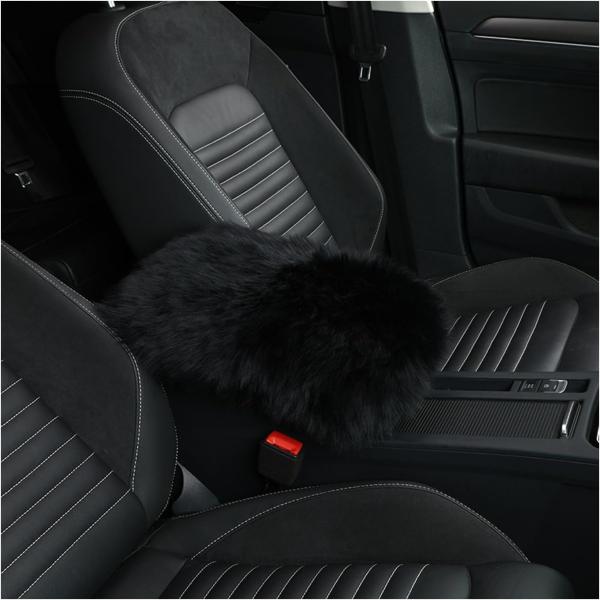 商品名Kewucn Car Center Console Covers, 11.8""×7.8"" Pure Sheepskin Wool Armrest Box Cushion, Furry Comfort Soft Armrest Se...