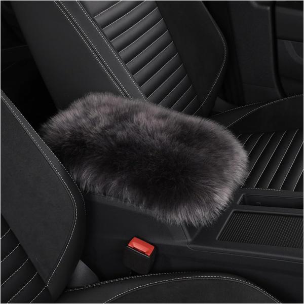 商品名Kewucn Car Center Console Covers, 11.8""×7.8"" Pure Sheepskin Wool Armrest Box Cushion, Furry Comfort Soft Armrest Se...