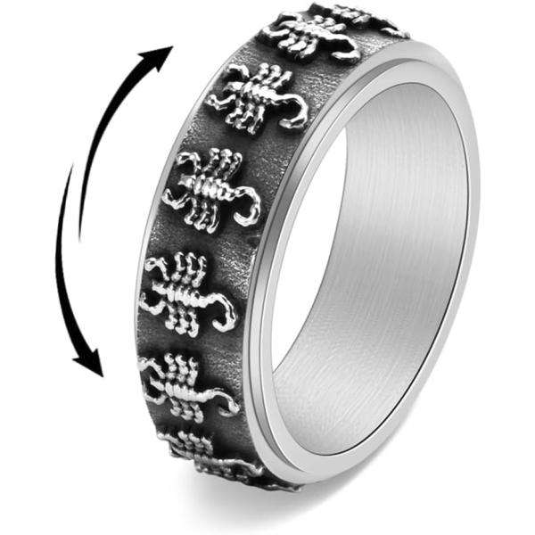 商品名パンク スコーピオン スピナー フィジェット ステンレススチール バンドリング メンズ レディース 回転可能 不安 ストレス解消 快適フィット 指 ゴシックリング ウェディング プロミスリング ボーイフレンド クリスマス カスタマイズ...