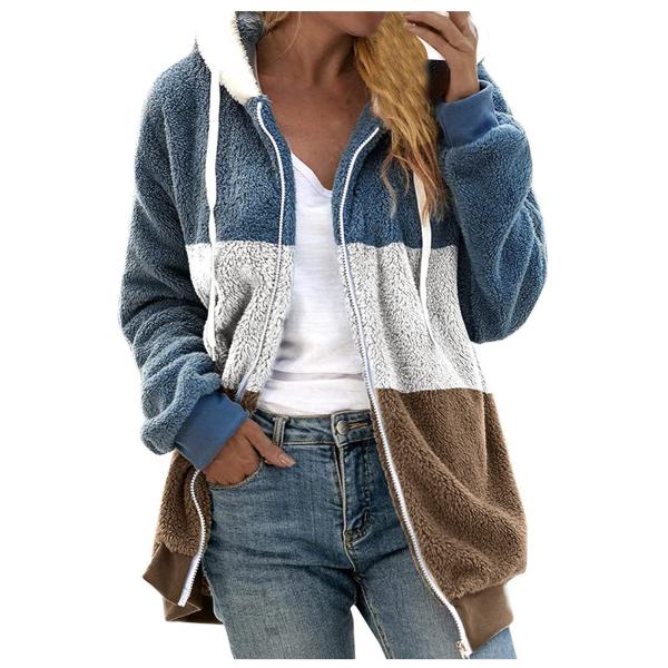商品名:  Women Jacket Cute Color Block Long Sleeve Zip Up Open Front Sweatshirts Warm Jacket Sport Hoodies Teacher Sweaters...