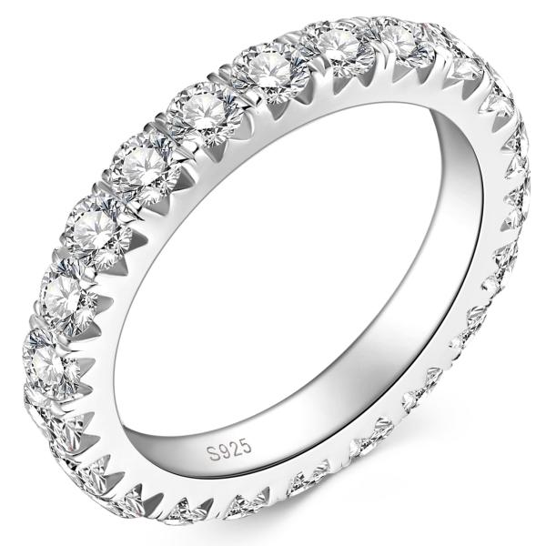 商品名: PROSTORY フルモアッサナイト エタニティリング 結婚指輪 2cttw D カラー VVS1 人工ダイヤモンド プロミスリング 925スターリングシルバー スタッカブルリング レディース GRA認証付き, スターリングシルバ...