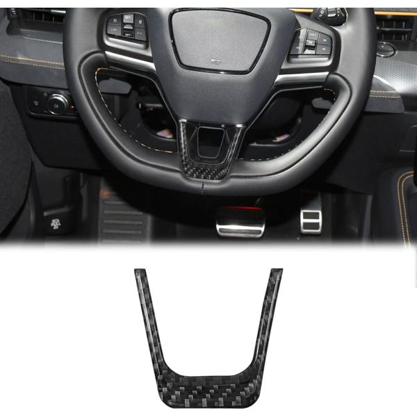 商品名SUNJIKA Compatible with Carbon Fiber Center Console Car Wheel Steering Panel Trim Interior Accessories for Ford Musta...