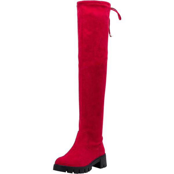 商品名Jeossy Women's 990 Over The Knee High Boots Red Platform Thigh High Boots Suede Long Boots for Women Size 9(DJY990 re...