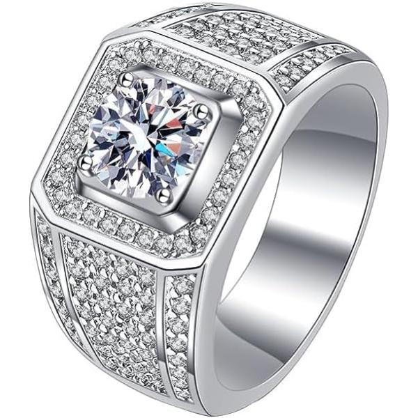 商品名MBSUUH 2カラット モアッサナイト メンズ 結婚指輪 婚約指輪 10K 14K 18K ゴールド S925 バンド VVS1 クラリティ Dカラー ブリリアントラウンドカット モアッサナイト - 愛とコミットメントの完璧なトーク...