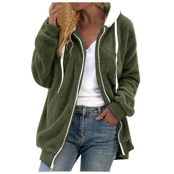 商品名:  Women's Stitching Pocket Hooded Coat Jacket Pullover Sweatershirt Coats Warm Artificial Wool Extra Large (Green, S...