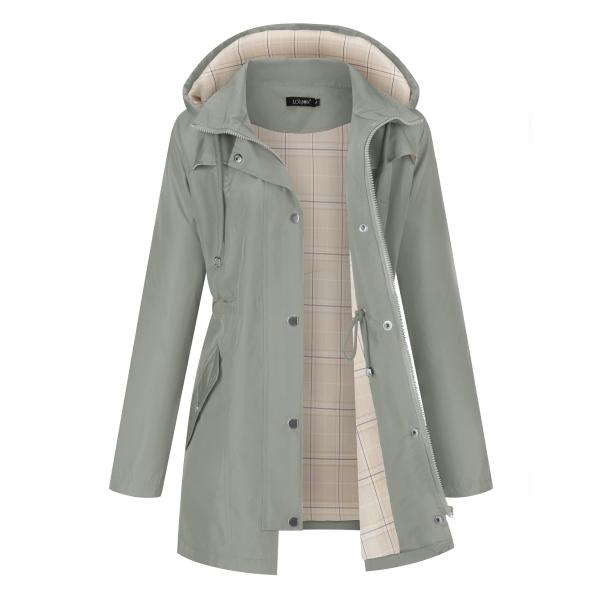 商品名:  LOMON Women Rain Jacket Lightweight Hooded Jackets Women Lined Trench Coats Waterproof Outdoor Hiking Raincoat Gre...