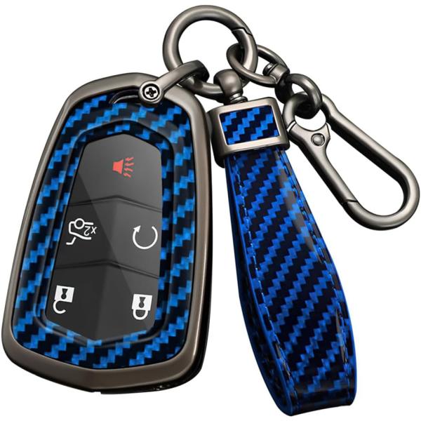 商品名HIBEYO 3/4/5/6 Button for Cadillac Escalade ATS CTS STS SRX XT5 CT6 Key Fob Cover Accessories with Keychian PVC Carbo...