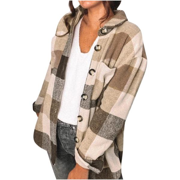 商品名:  SMIDOW my orders placed recently by me Flannel Woolen Coats for Women Plus Size Flannel Plaid Shacket Jacket Butto...