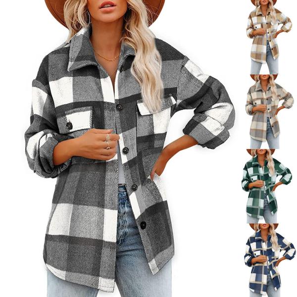 商品名:  my orders placed recently by me Flannel Shirts for Women 2023 Fall Winter Woolen Coats Brushed Plaid Shirts Flanne...