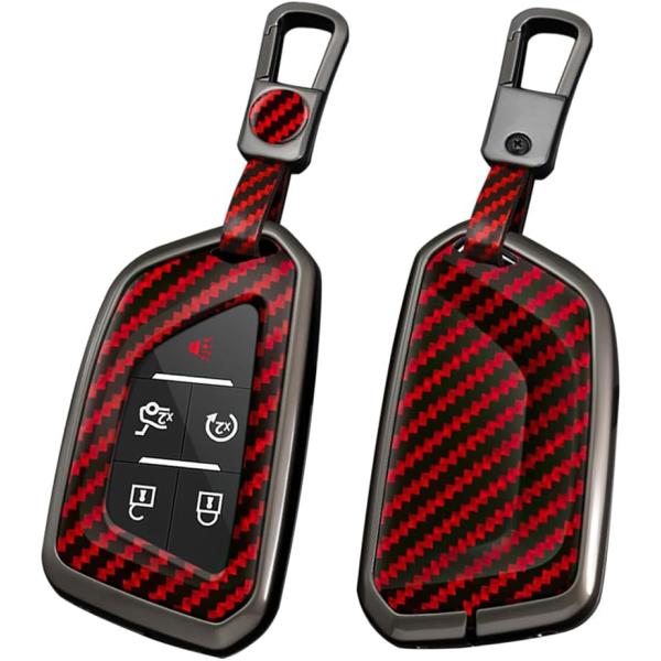 商品名ontto Smart Remote Key Fob Cover Fit for Cadillac CT5 CT6 XTS XT4 XT5 ATS 2020-up,Carbon Texture and Metal Key Shell ...