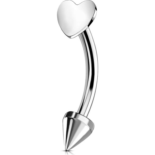 商品名: OUFER Rook ピアスジュエリー G23ソリッドチタンアイブロウリング ハート縦ラブレットリップジュエリー 16G カーブバーベル Daith Rook イヤリング レディース メンズ, 1.2*8mm, 金属, 宝石なし。...