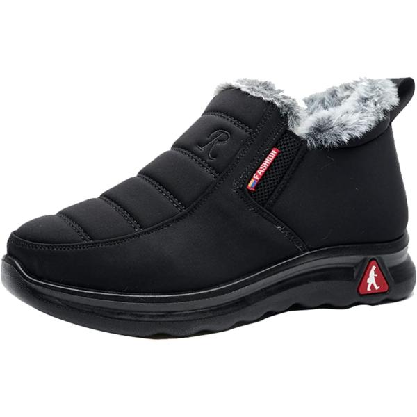 商品名Couples Mens Womens Boots Slip On Winter Flat Splashing Plus Velvet Warm Short Snow Boots Lace up Boots Girls (Black,...