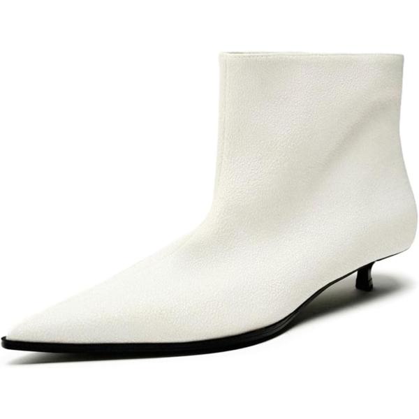 商品名miss left Women Basic Kitten Heeled Ankle Boots Closed Pointed Toe Low Heel Short Booties Timeless Business Work Form...