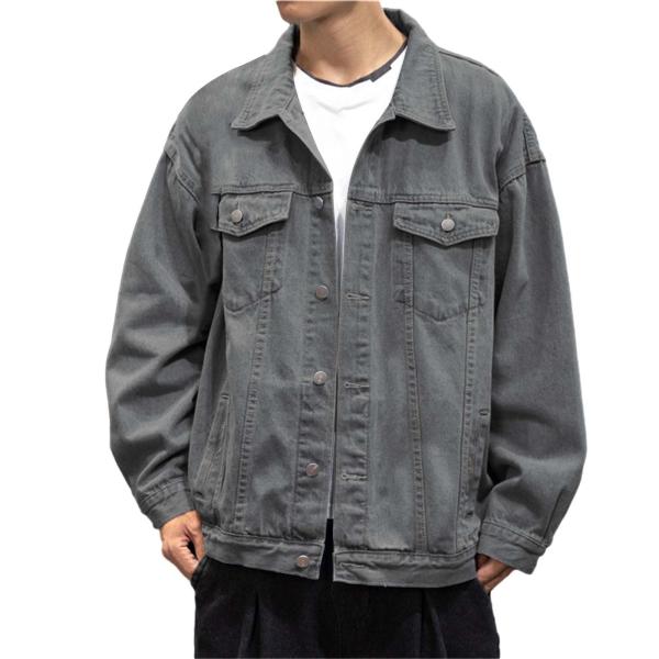 商品名:  AITEQY Big and Tall Jean Jackets for Men Long Sleeve Button Down Denim Jacket with Multi Pocket Hip Hop Streetwear...