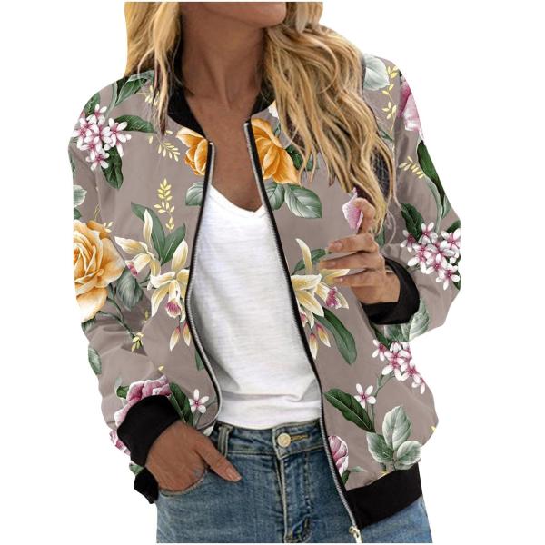 商品名:  Kinple Womens Full Zip Jackets Floral Print Crop Tops Trendy Long Sleeve Bomber Coat Teen Girls Fall Fashion Outer...