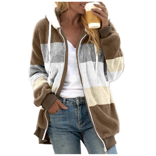 商品名:  Womens 2023 Winter Fuzzy Fleece Jacket Sher_pa Color Block Jackets for Women Winter Zip up Hoodies Coats (6-Khaki,...