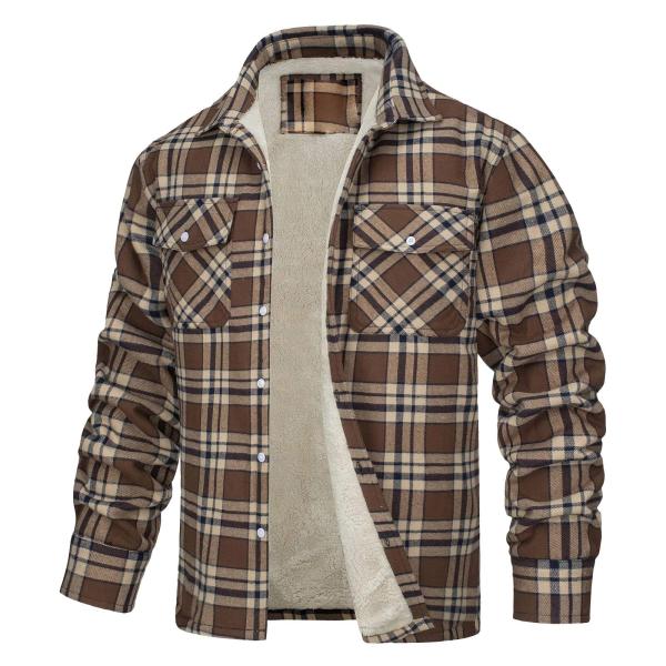 商品名:  WENKOMG1 Mens Sherpa Lined Shirt Jacket Winter Fall Fleeced Flannel Coat Plaid Hooded Casual Button Down Outerwear...