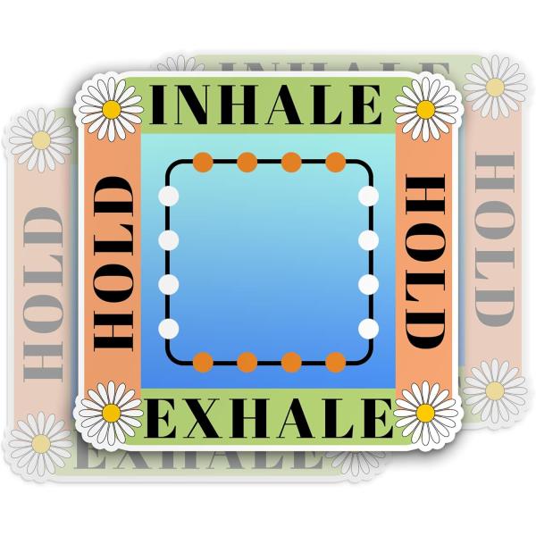 商品名Box Breathing Anxiety Sticker Mindfulness Reminder Sticker Square Stickers Self Care Therapy Die-Cut Waterproof Vinyl...