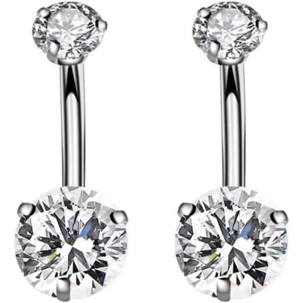 商品名YHMM 14G Surgical Steel Belly Button Rings, Internally Threaded 12mm Long Round CZ Navel Barbell Stud for Women Men (...