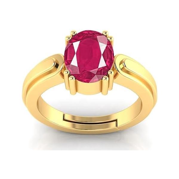 商品名Mohit Gems Certified 8.25 Carat Natural Manikya Ruby Gemstone Ring,Panchdhatu Gold Plated Ring For Men And Women,Adju...