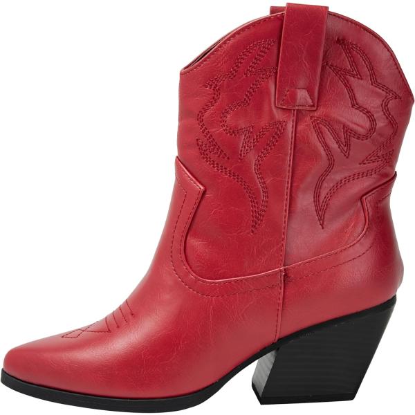 商品名KAYDAY ~MORLEY~ Women's Cowgirl Cowboy Western Stitched Ankle Boots Pointed Toe Short Booties (RED PU, 8.5)ブランド：KAYDA...