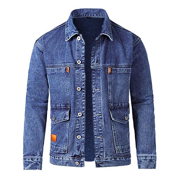 商品名:  Men's Autumn Winter Casual Long Sleeve Turn Down Collar Solid Denim Jacket Coat Men's Zip up (Blue, XXXL)ブランド: Gen...