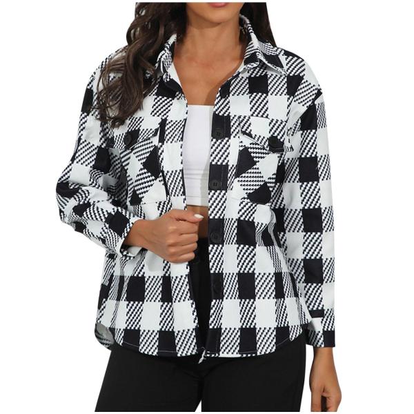 商品名:  bulk pallets for sale Shacket Jacket for Women Winter Checkered Single Breasted Mid Length Long Sleeved Coat Busin...