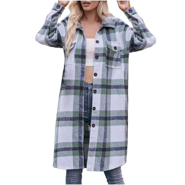 商品名:  SMIDOW gifts black of friday Flannel for Women Plaid Shacket Outerwear Long Plaid Shirt Coat Winter Tartan Jacket ...