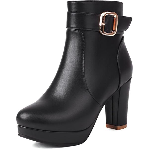 商品名ErikenUrben Women Fashion High Heel Ankle Boots Platform Chunky Heel Booties Solid Color Party Dress Boots Fall High ...